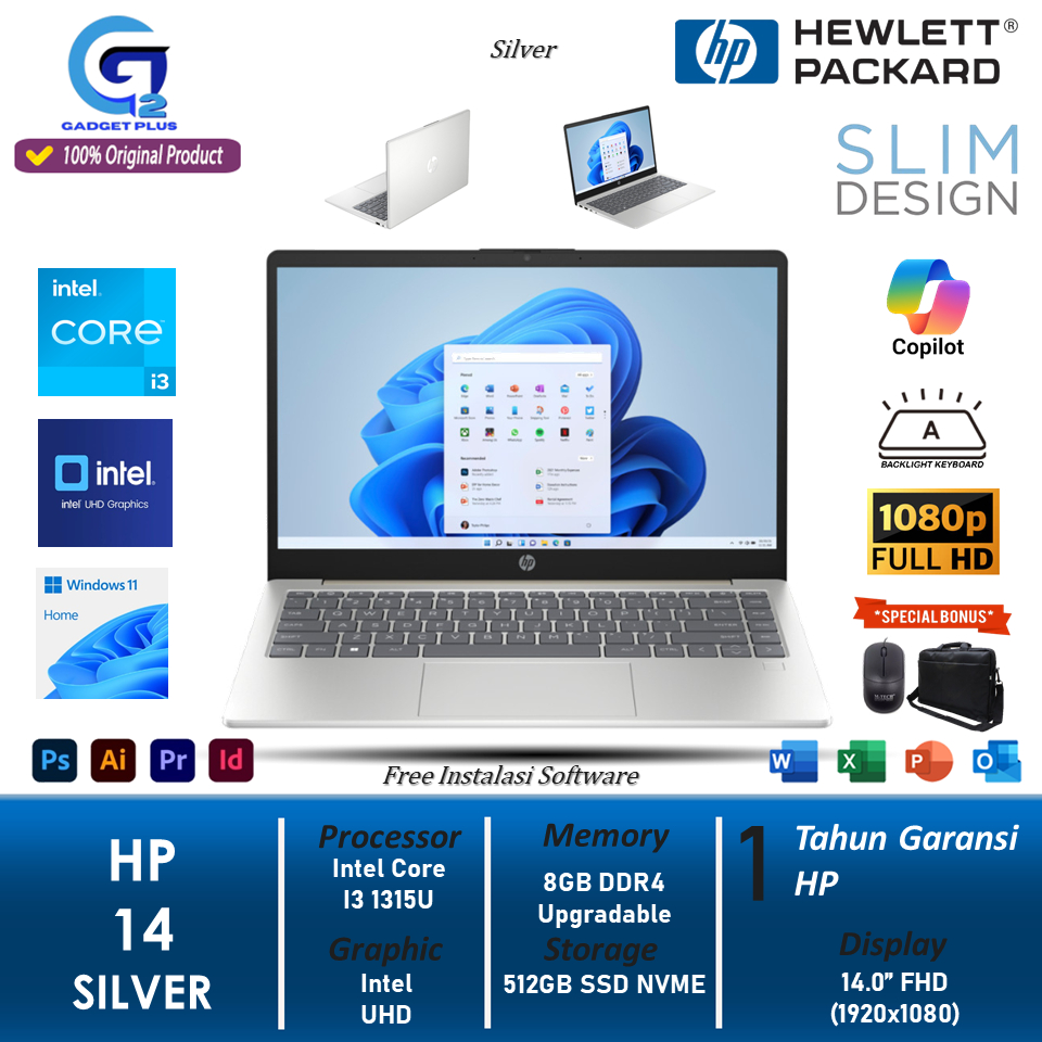 Jual Laptop HP 14 Intel i3 1315U RAM 16GB 1TB SSD 14.0 FHD IPS Windows ...