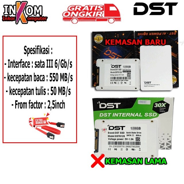 Jual SSD DST / UNIX 128Gb/256GB 2.5 INCH SATA | Shopee Indonesia