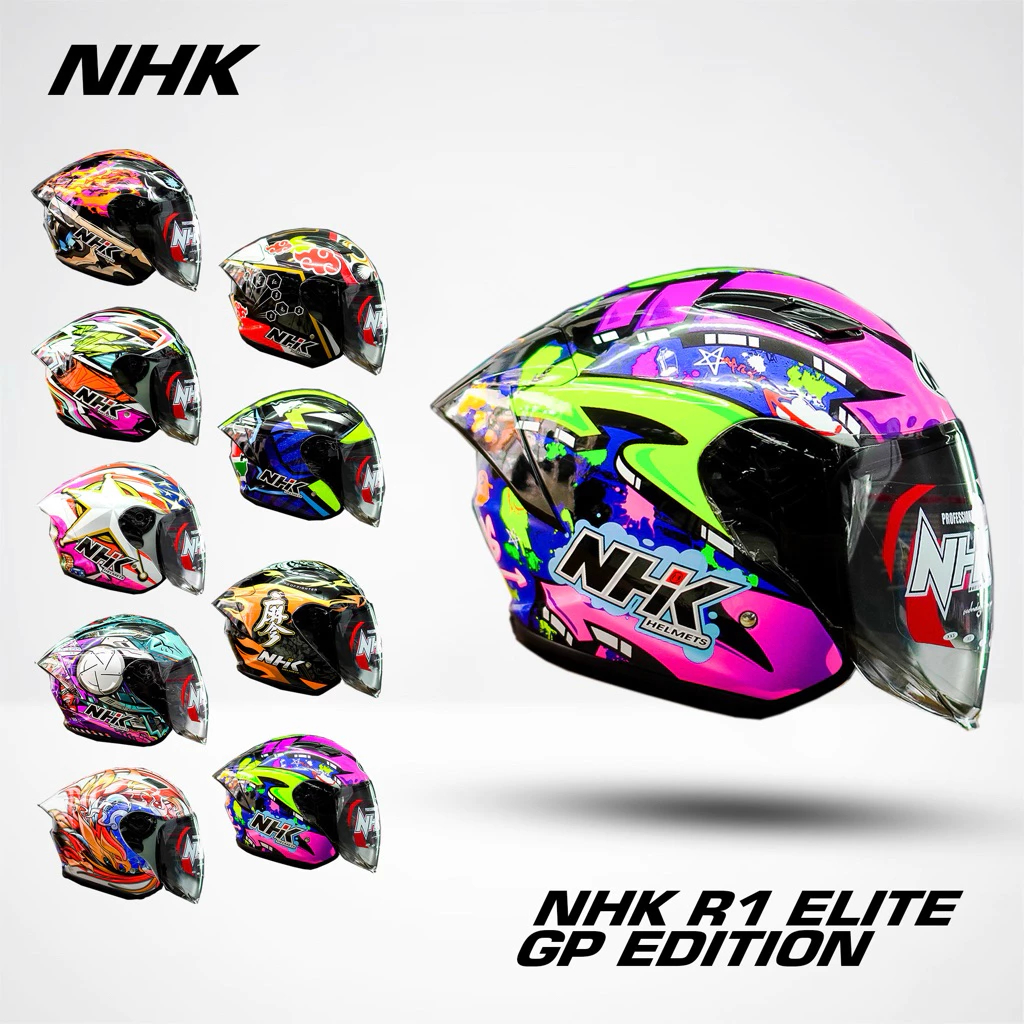 Jual HELM NHK R1 ELITE GP EDITION MOTIF LIGHT SMOKE SNI HALF FACE NHK ...
