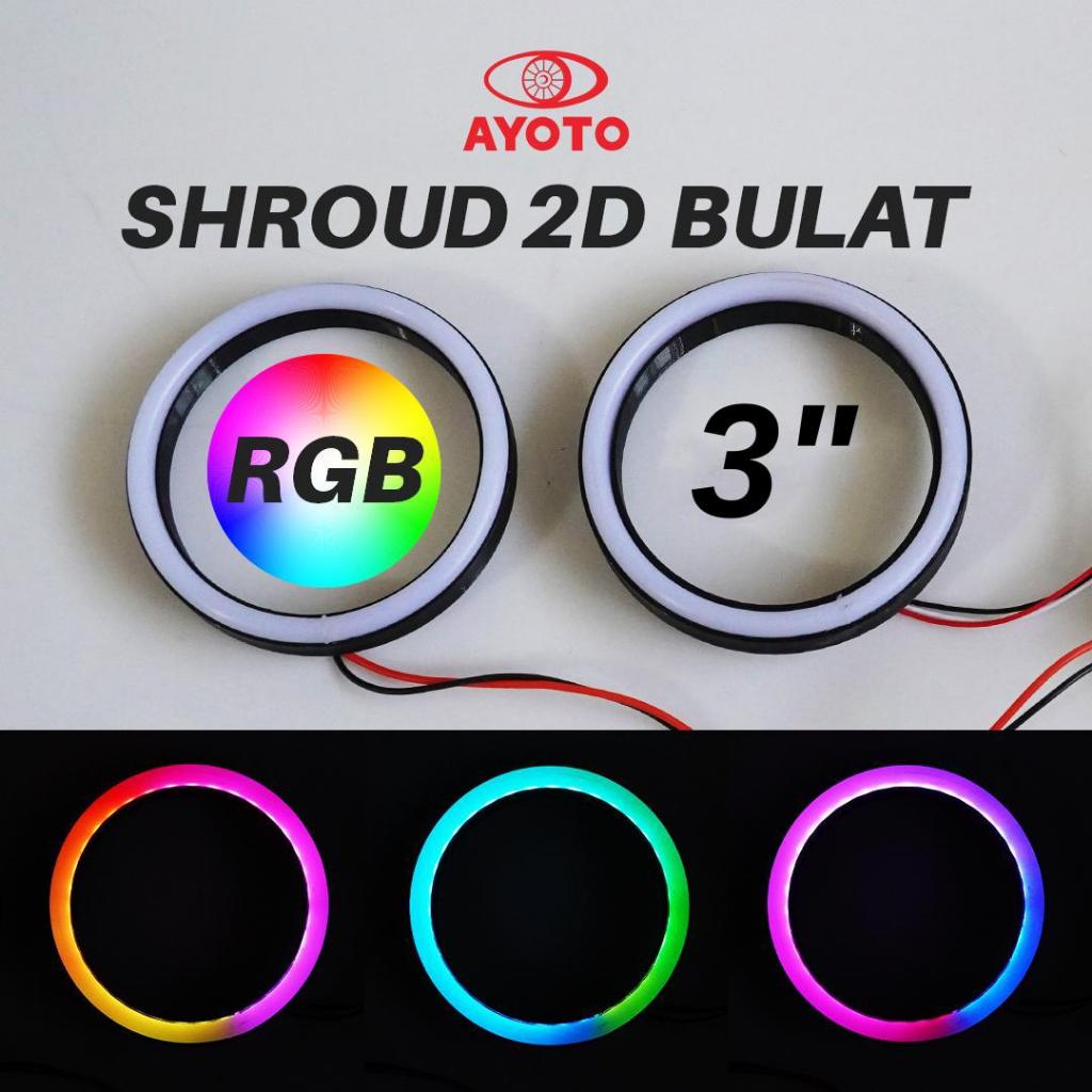Jual Shroud Angel Eyes Bulat 2D 3 Inch RGB Full Color LED Mobil Motor ...