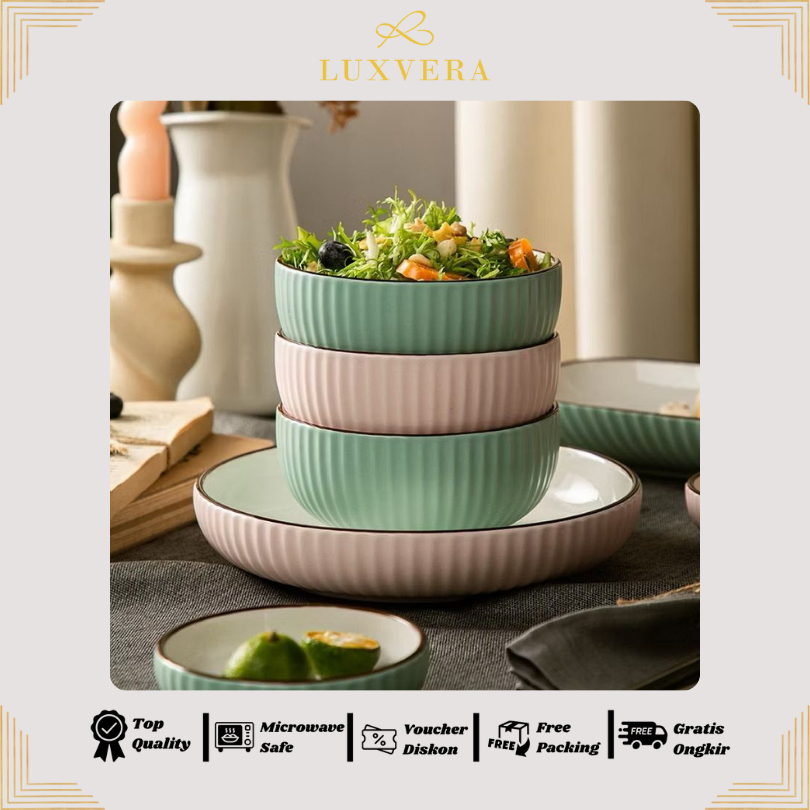 Jual Luxora Mangkok Keramik 4.75 Inch – Paris Pink & Green Ceramic Bowl ...
