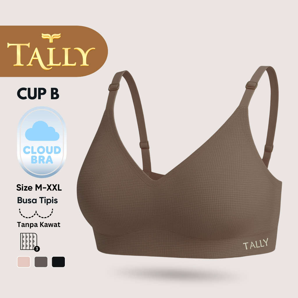 Jual TALLY Bra Tanpa Kawat Busa Tipis Bahan Nilon Cup B Kait 3 Cloud ...