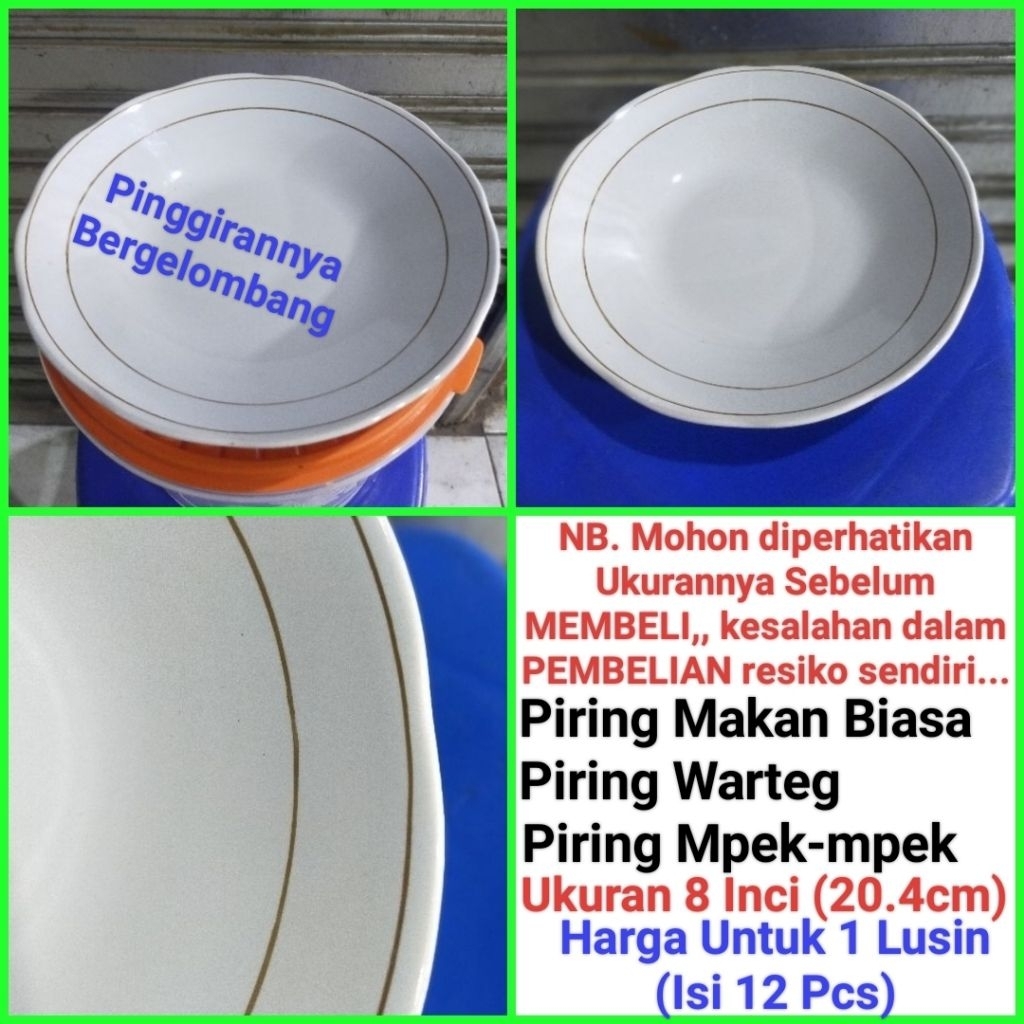 Jual piring makan keramik biasa piring warteg piring ketoprak LIST EMAS ...