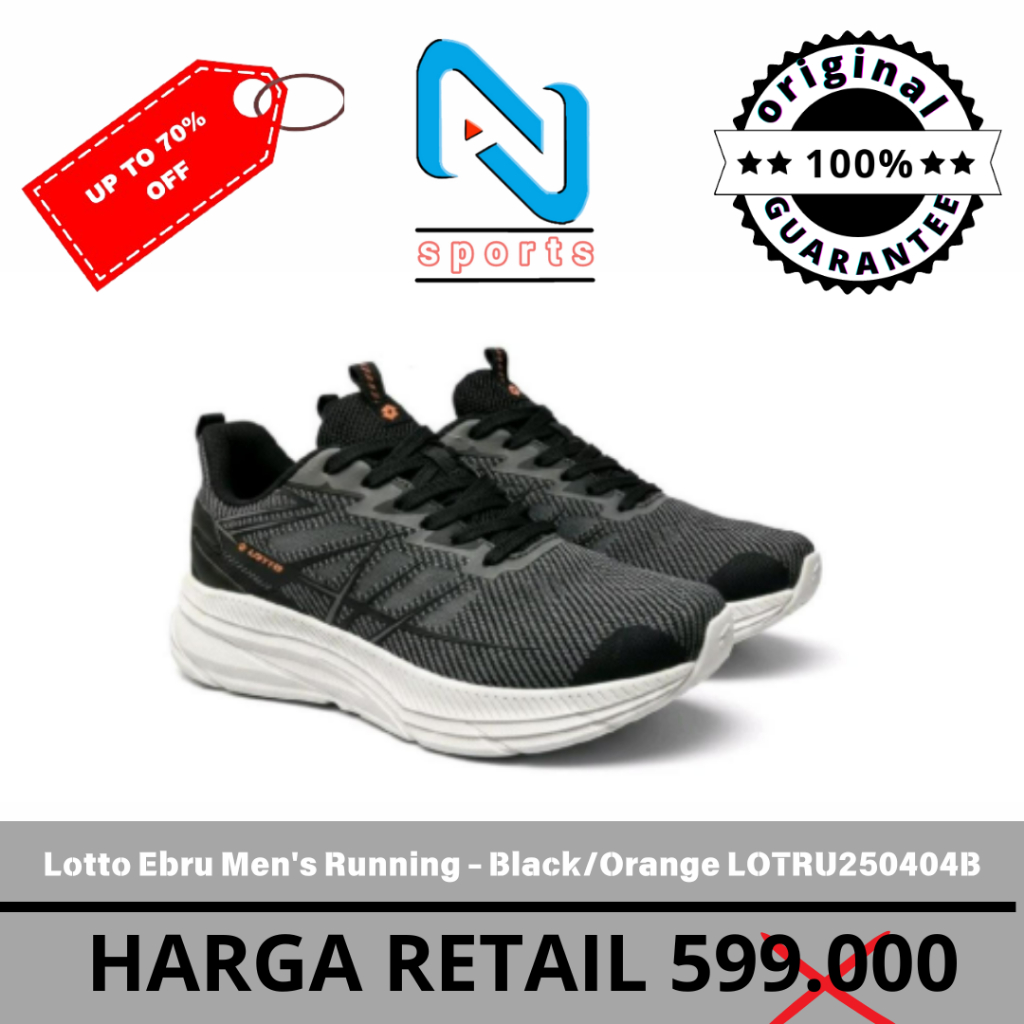 Jual Sepatu Lotto Ebru Men's Running - Black/Orange LOTRU250404B ...