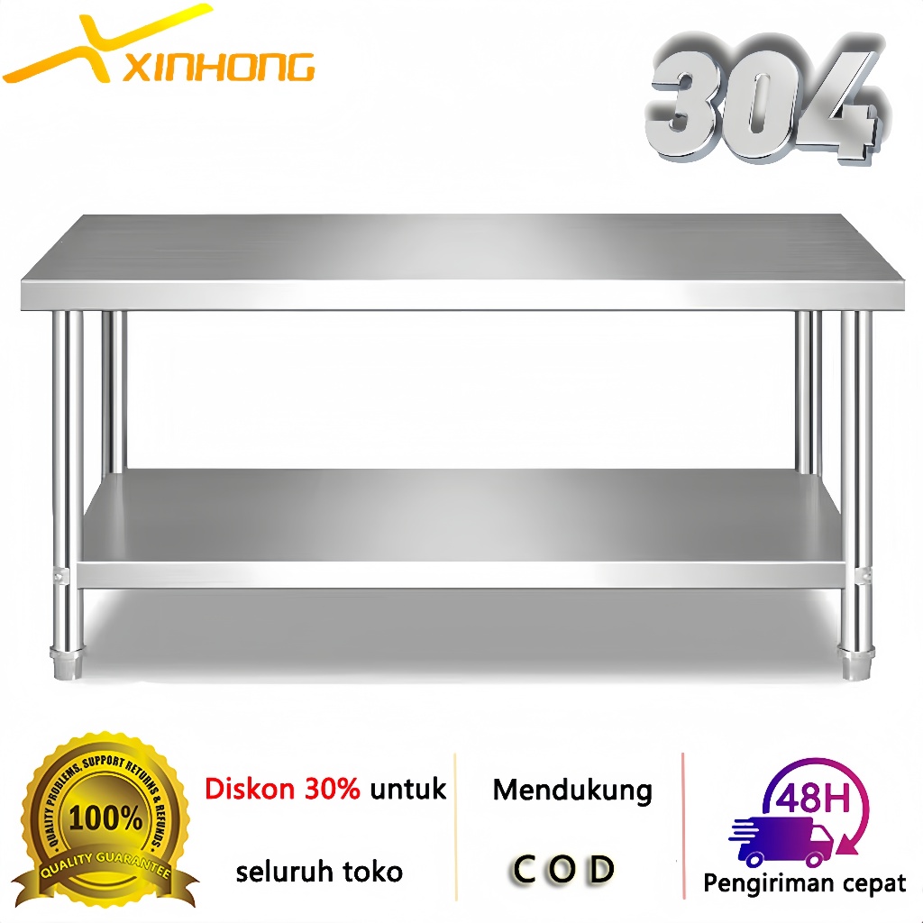Jual Xinhong 2 Tingkat Meja Baja Tahan Karat Dapur 2 Layer Food-grade ...