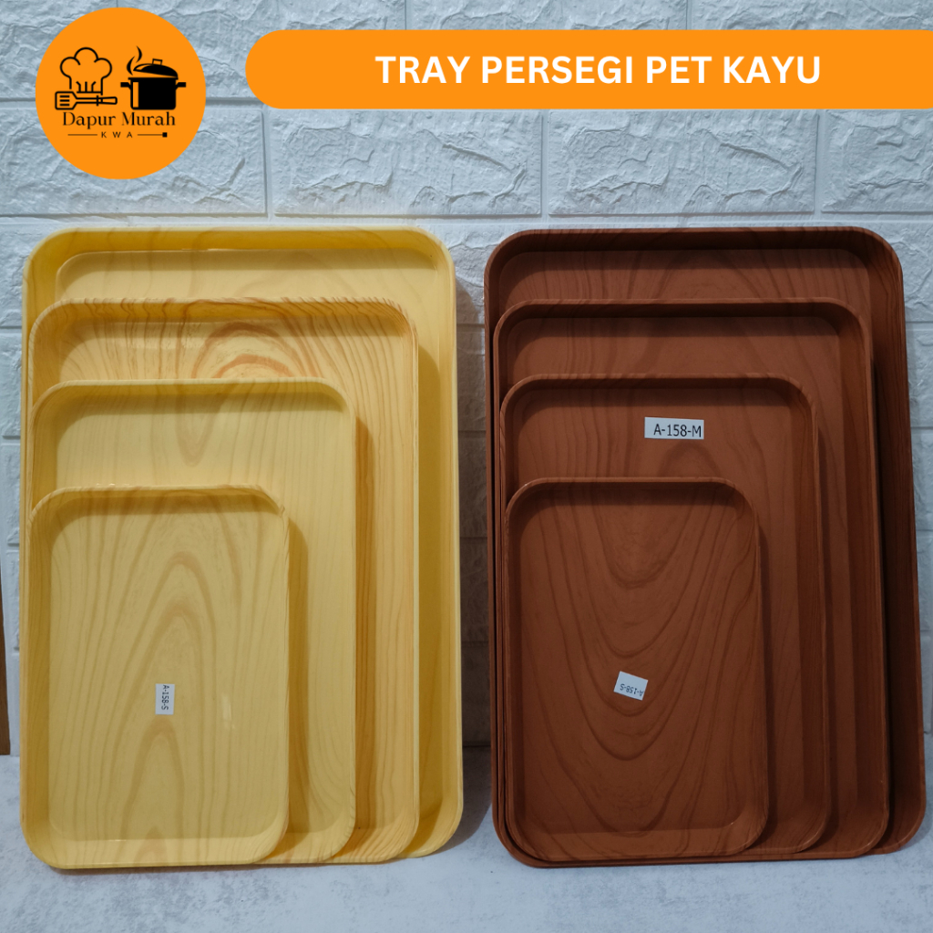 Jual [COD] Tray Persegi Panjang *PET* Kayu / Nampan PET Kayu / 4 Ukuran ...