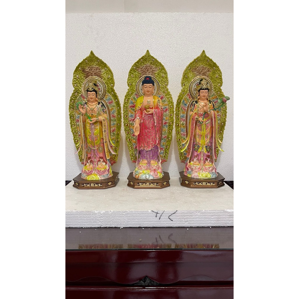 Jual patung buddha tri ratna / xi fang san sen 19in bahan resin ...