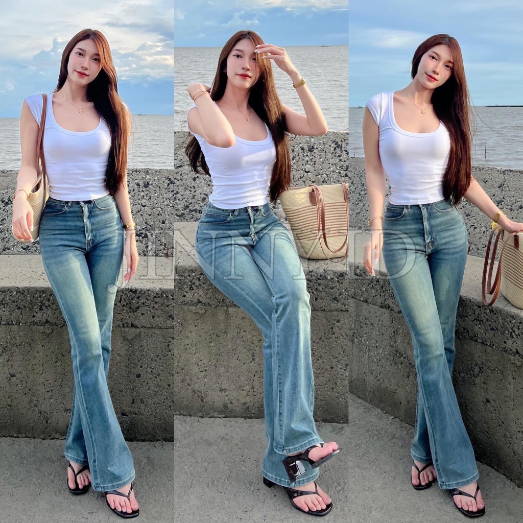 Jual JINNY.ID - Celana Jeans Wanita Cutbray Highwaist Stretch Kekinian ...