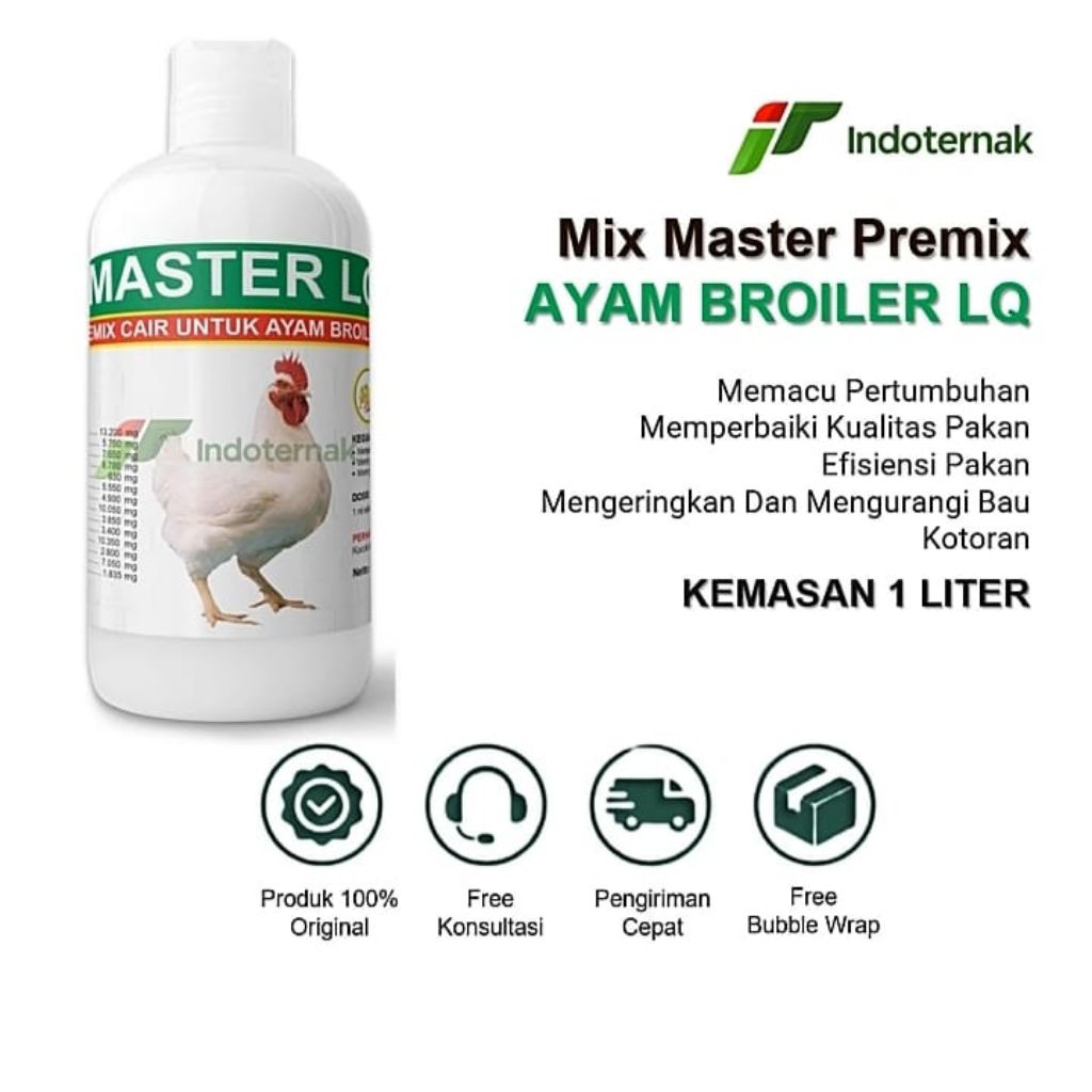 Jual MIX MASTER LQ BROILER 1 LITER - Premix Cair Pemacu Pertumbuhan ...