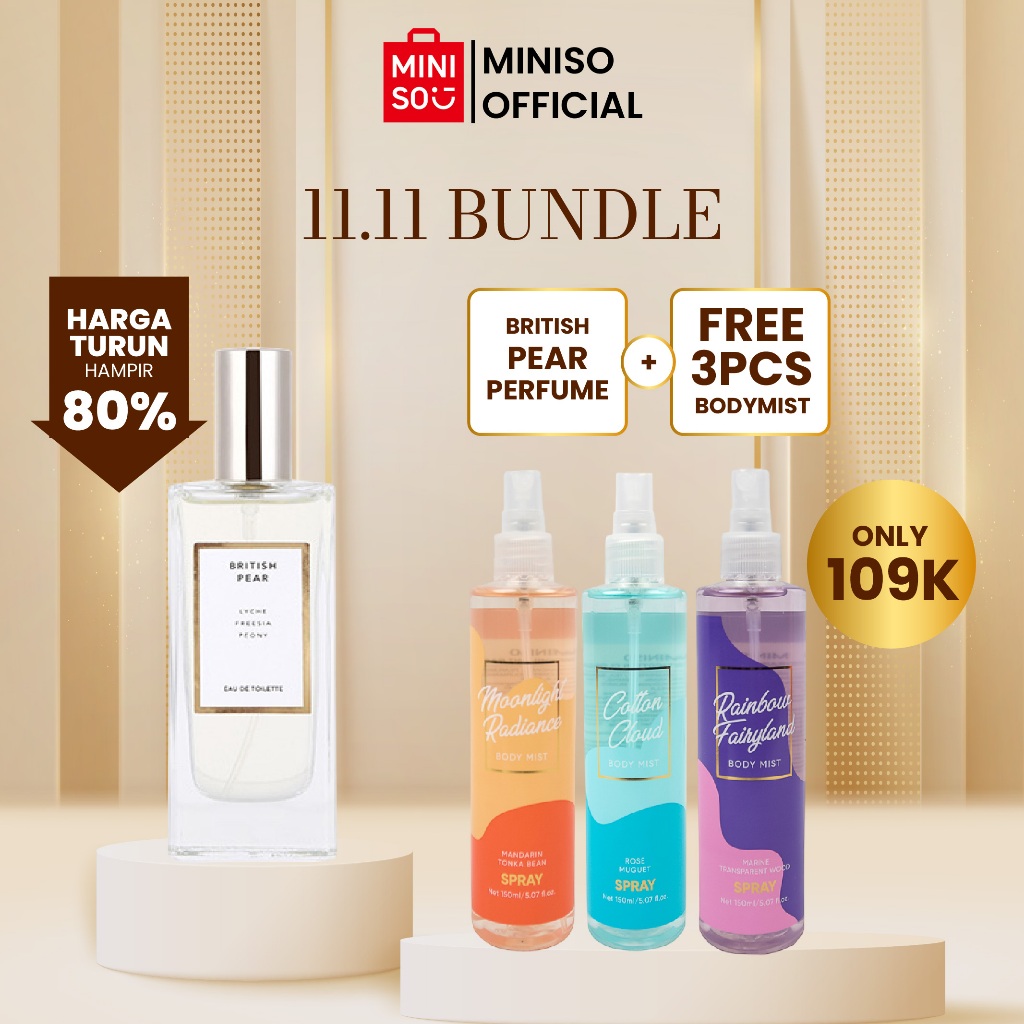 Jual [SPECIAL 11.11] MINISO British Pear Lady Perfume EDT 30ml FREE Set ...
