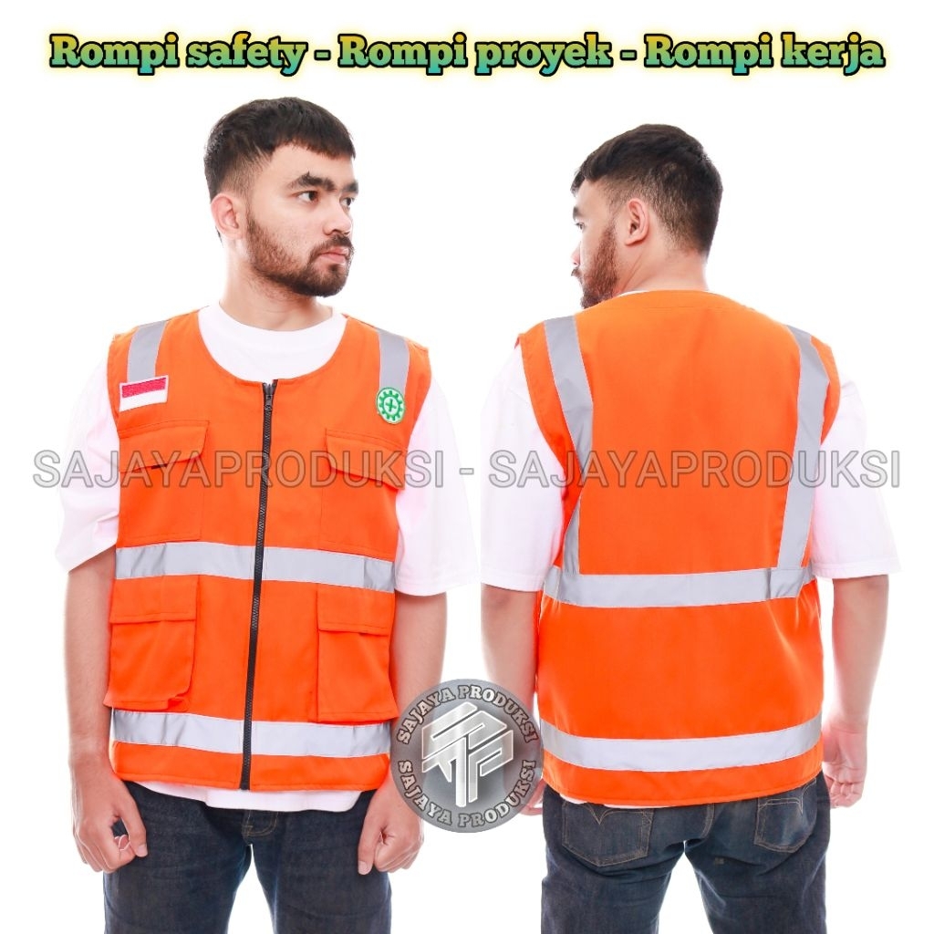 Jual Rompi safety k3 / Rompi kerja Oren / Rompi proyek | Shopee Indonesia