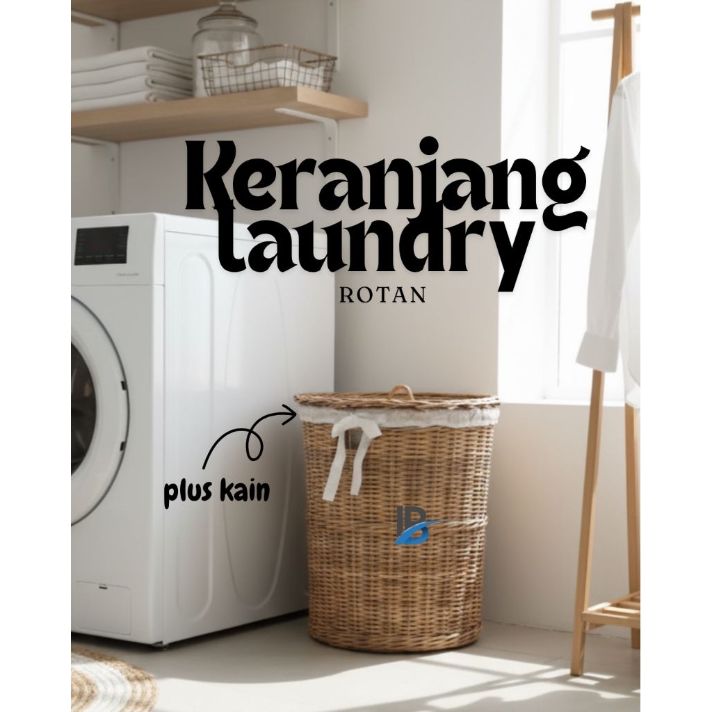 Jual keranjang laundry rotan dilengkapi dengan kain | Shopee Indonesia