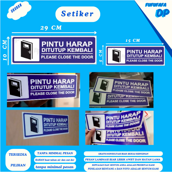 Jual Sticker label pintu harap ditutup kembali / stiker pintu tutup ...