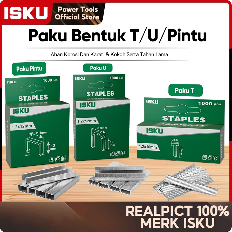 Jual ISKU Staples Gun Refill/Isi Ulang Refill Staples 1000pcs 1.2*8 10 ...