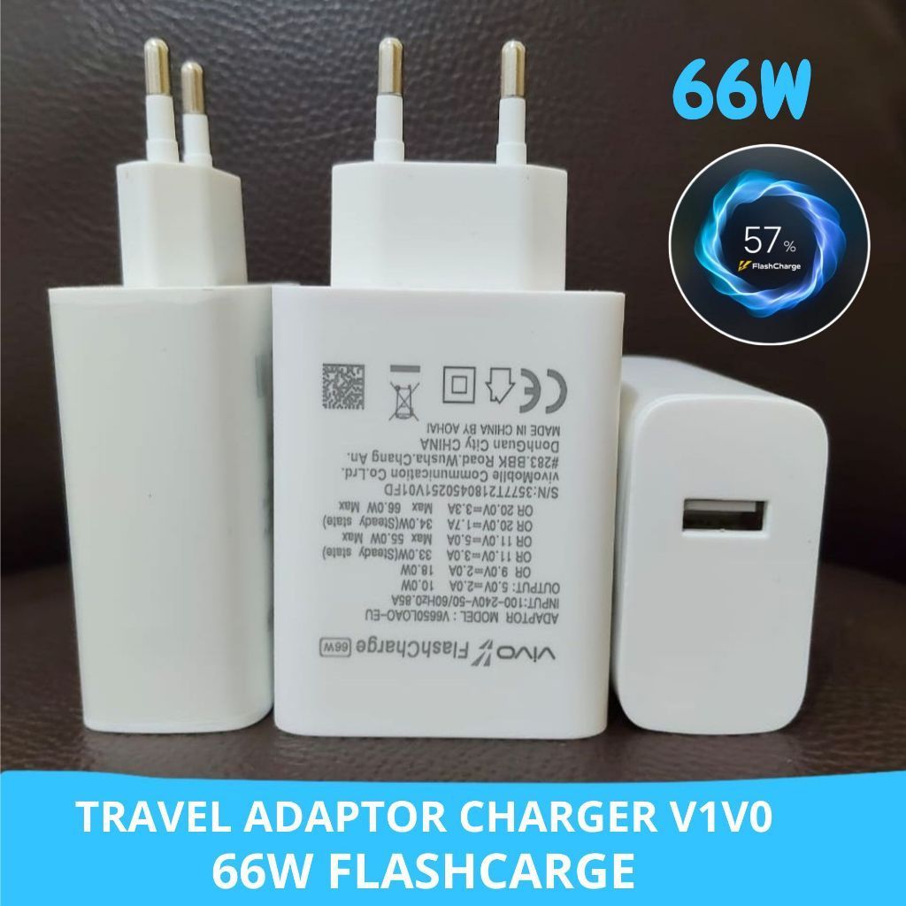 Jual travel adaptor Charger Vivo 66W / kepala charger vivo Flash ...