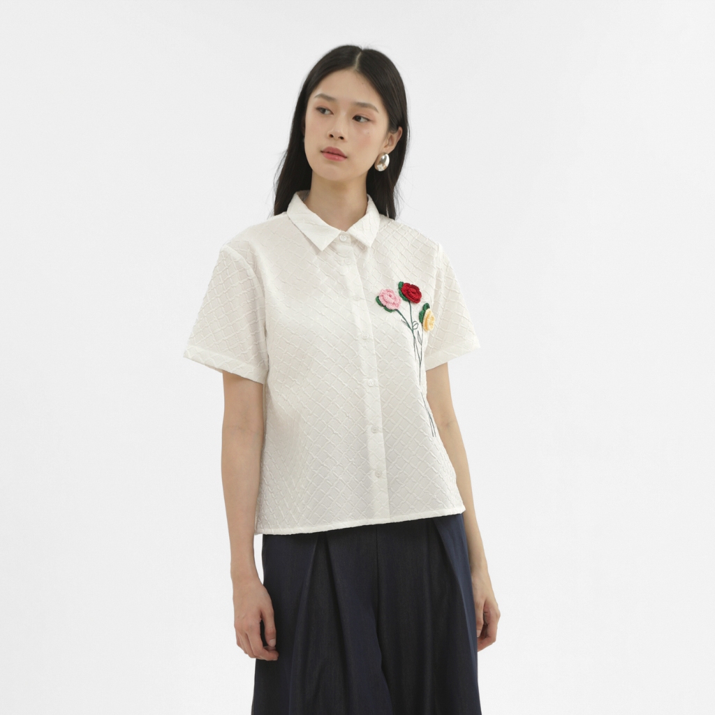 Jual COTTONINK Studio - Atasan Kemeja Wanita Off-white Soland # ...