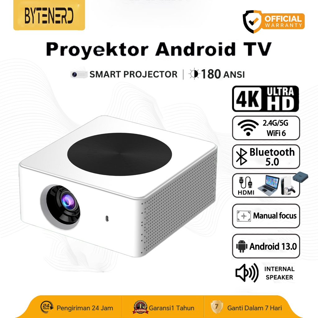 Jual Bytenerd Proyektor Android TV 1080P Smart Projector Bluetooth 5.0 ...