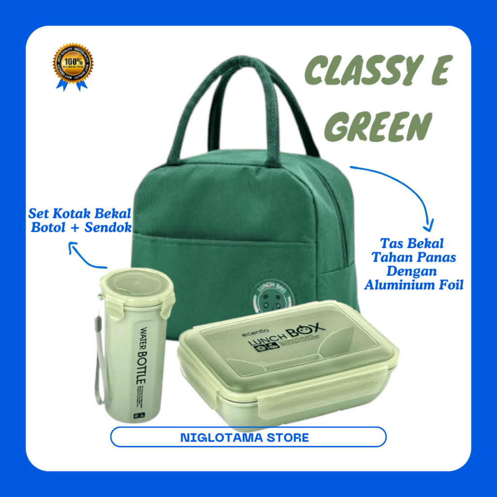 Jual Classy E Lunch Box Set Pink Grey Green 800ml | Shopee Indonesia