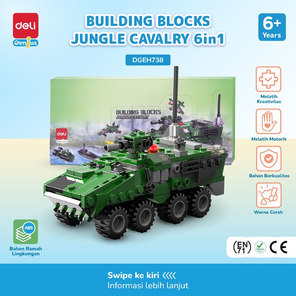 Jual Deli Genius Balok Susun Jungle Cavalry 6 in 1 Mainan Edukasi Anak ...