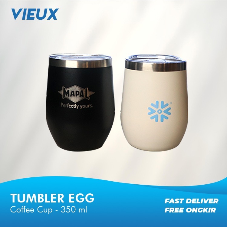 Jual tumbler egg coffee travel cup / gelas kopi stainless steel double ...