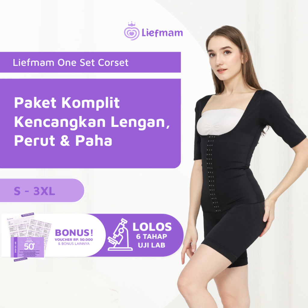 Jual Liefmam One Set Corset Hitam - Korset Kombinasi Ramping Menyeluruh ...