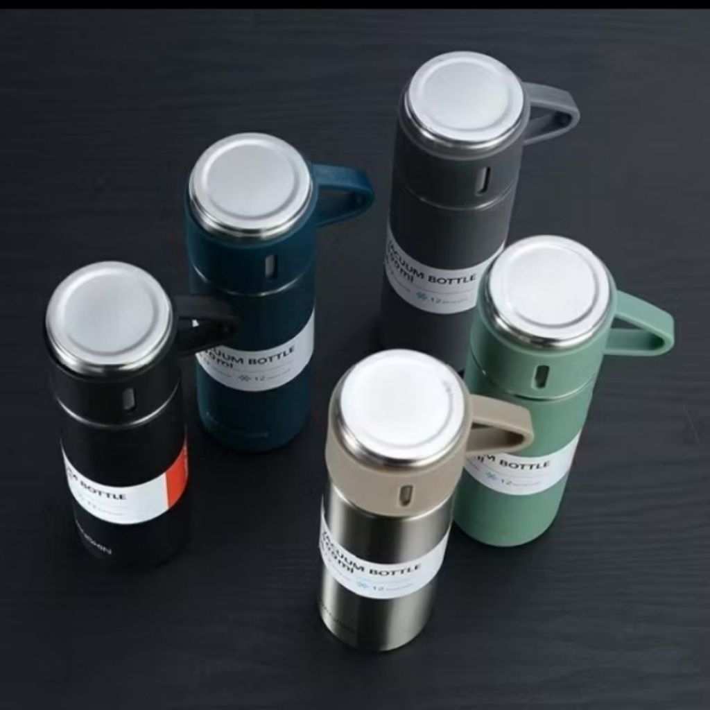 Jual Botol Minum Termos Vacuum Flask Set Cangkir Premium 500ml | Shopee ...