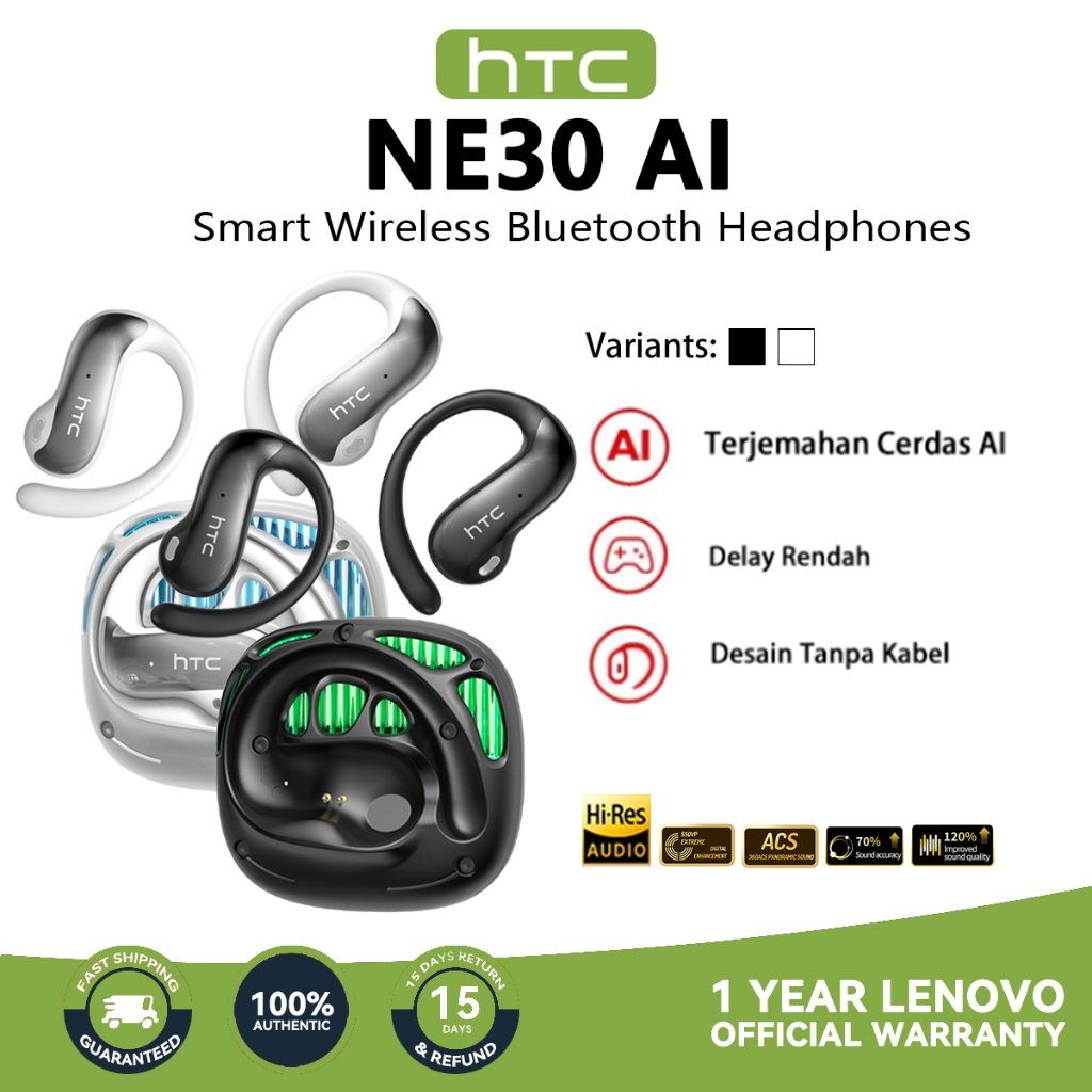 Jual HTC NE30 Headset Terjemahan AI Terbuka Bluetooth 6.0 + 35dB ...