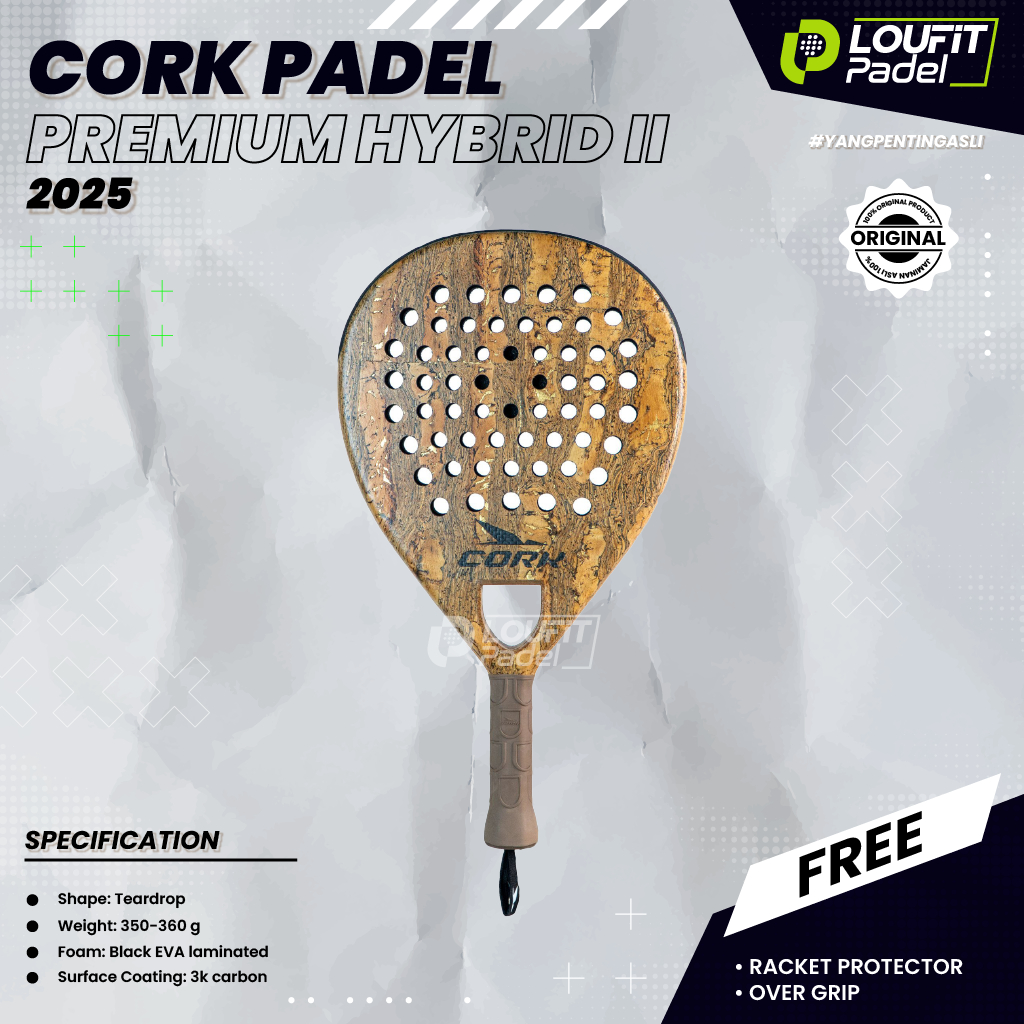 Jual CORK PREMIUM HYBRID II (2025) Padel Racket Original / Raket Padel ...