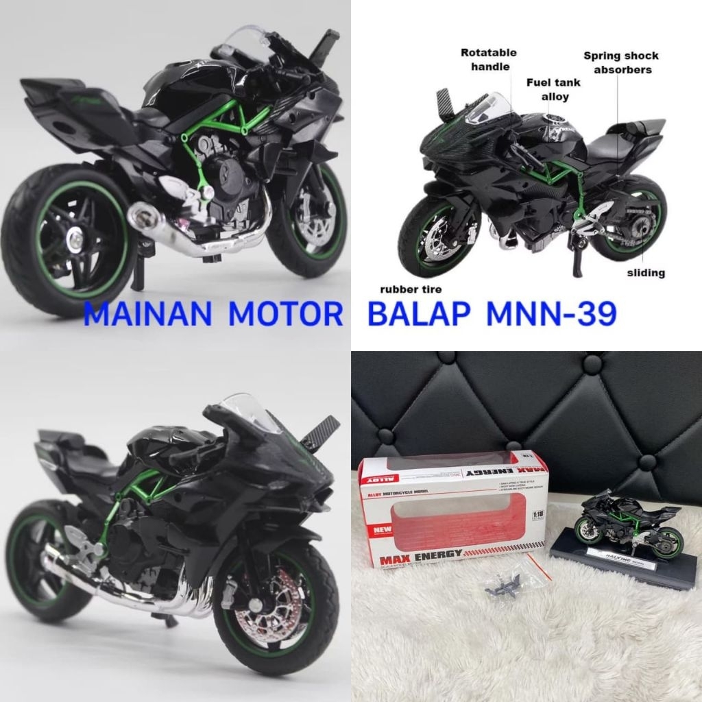 Jual Miniatur Motor Ninja Statis Skala 1: 18 Miniatur Diecast Motor h2r ...