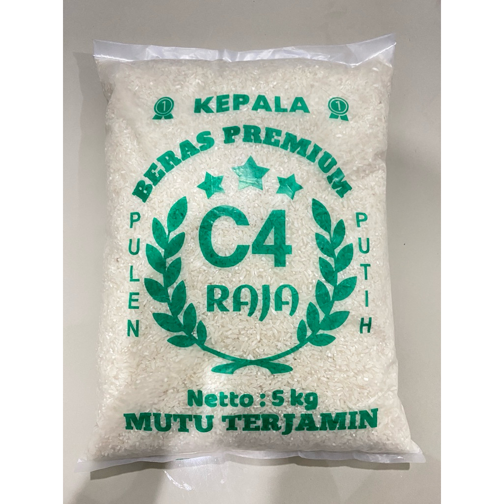 Jual Beras kualitas super C4 Raja Kemasan 5 Kg. Pulen, enak | Shopee ...