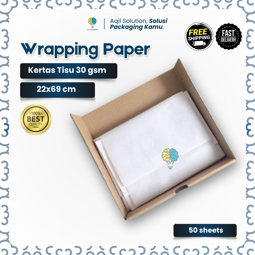 Jual (22x69cm=50pcs)30gsm Kertas Tisu Roti Tissue Paper Dorslag Tebal ...