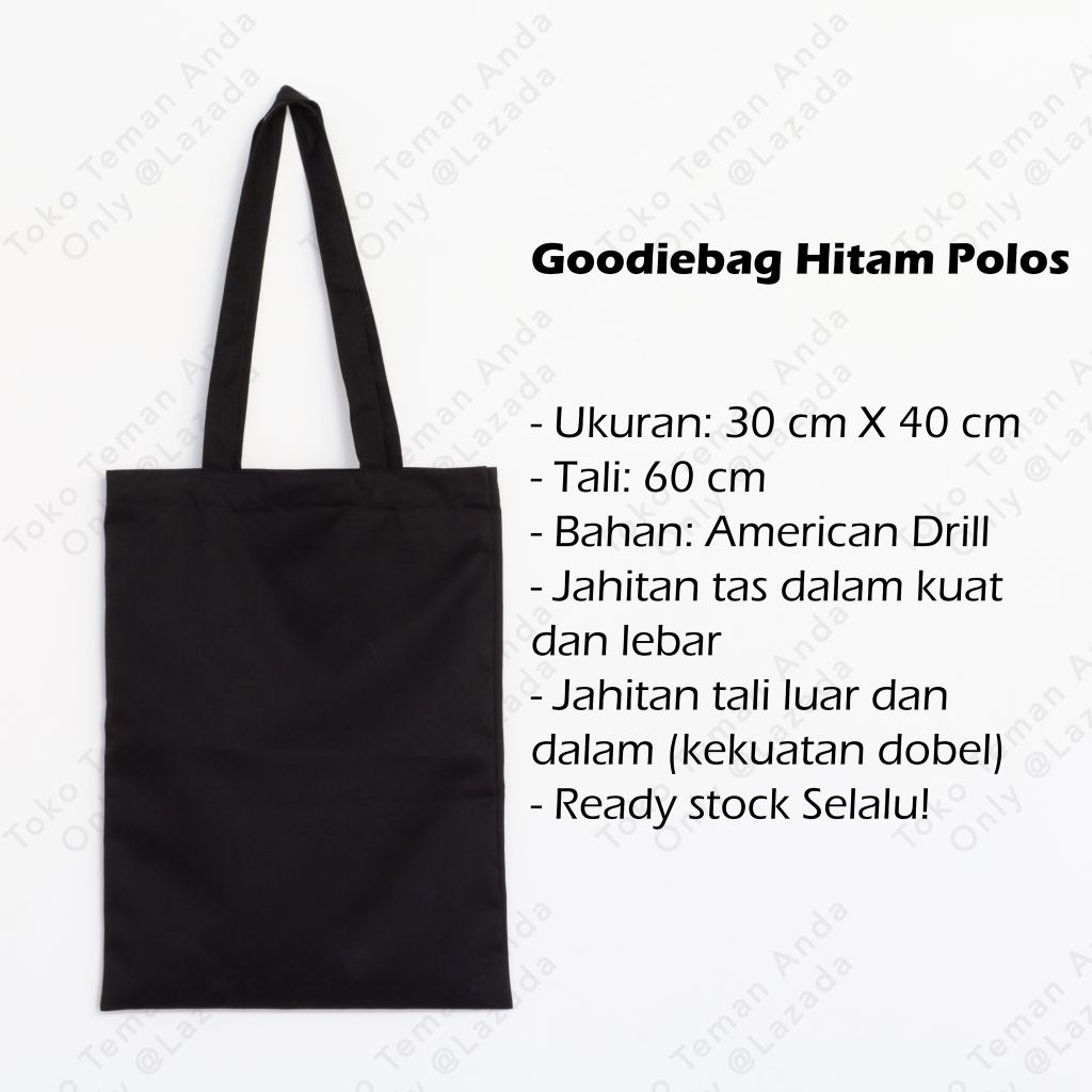 Jual GOODIE BAG HITAM POLOS FREE SABLON 1 SISI | Shopee Indonesia