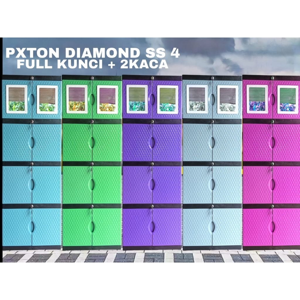 Jual Lemari Plastik Pakaian Pxton Diamond 4 susun full kunci + 2kaca ...