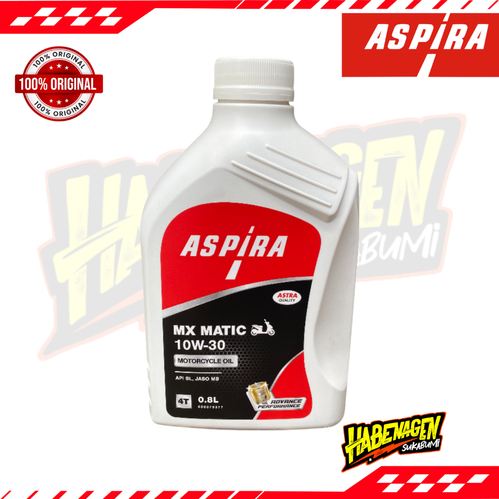 Jual Oli Oil Mesin Motor Aspira Mx Matic 10W-30 0,8 L 800 ML | Shopee ...