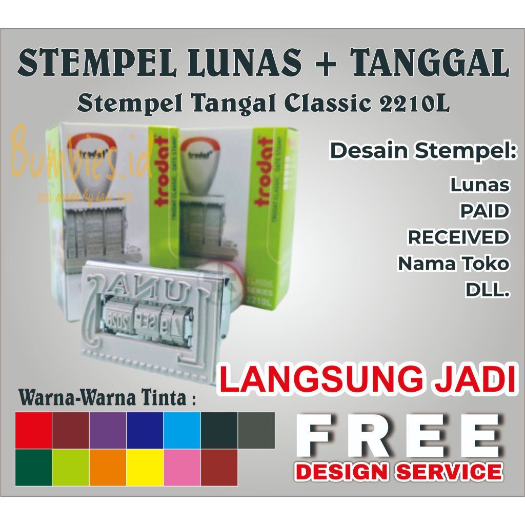 Jual Stampel Lunas + Tanggal Manual Trodat 2210L | Stempel Trodat 2210 ...