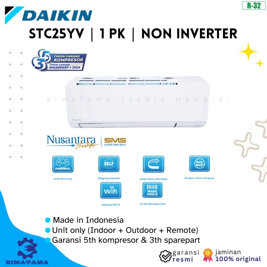 Jual AC Split Wall 1PK Daikin Daikin Nusantara - Inverter & Steamer ...