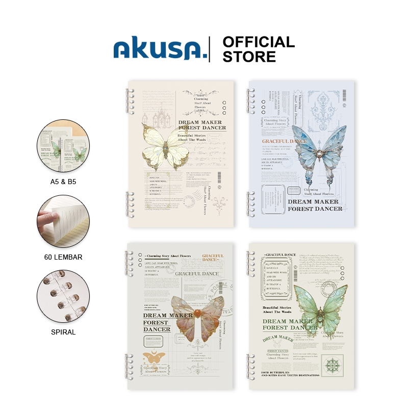 Jual AKUSA Binder Note A5/B5 Buku Catatan Buku Tulis Motif Aesthetic ...