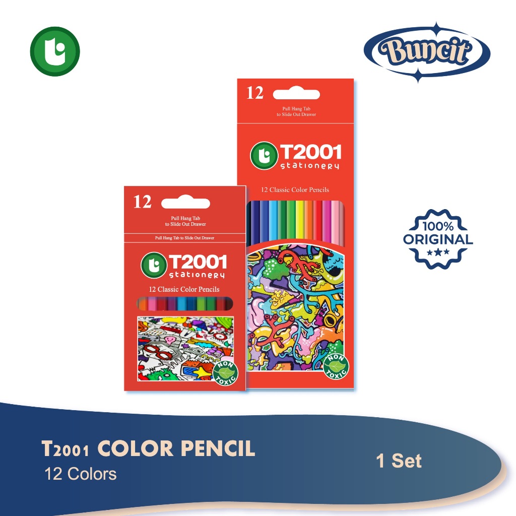 Jual 1 Set / 12 Warna Pensil Warna T2001 / Pensil Mewarnai / Short Long ...