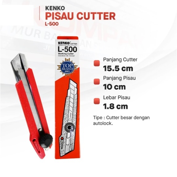 Jual CUTTER KENKO L-500 HARGA SATUAN / CUTTER BESAR | Shopee Indonesia