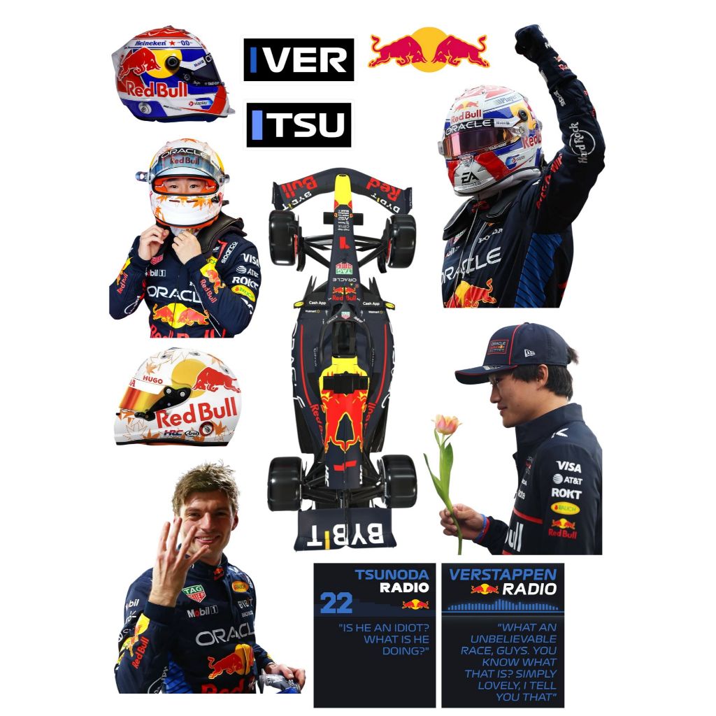 Jual F1 Team Sticker Pack A5 Redbull Team Racing Max Verstappen Yuki ...