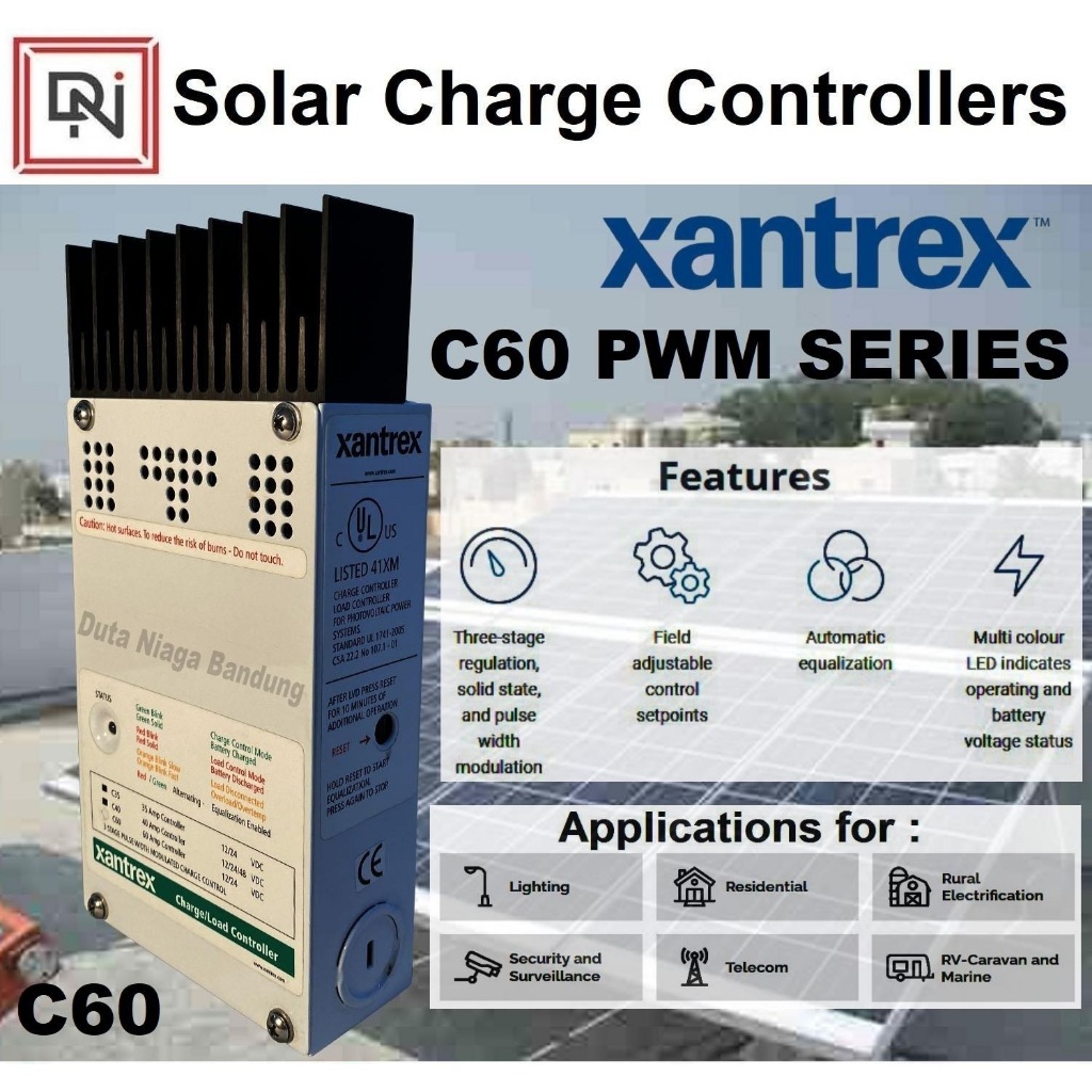 Jual Solar Charge Controller C60 Xantrex PWM SCC Regulator solar panel ...