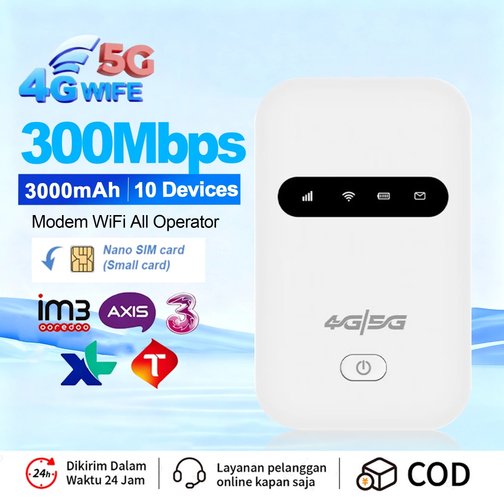 Jual Pocket WiFi Openline All Network 300Mpbs Modem WiFi 4G LTE Router ...