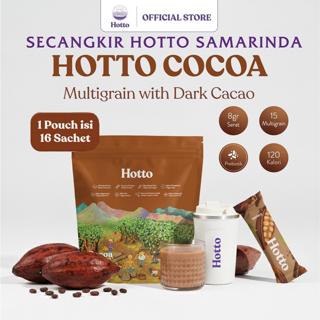 Jual HOTTO COCOA (COKLAT) Multrigrain DARK CHOCO - 1 POUCH (16 Sachet ...