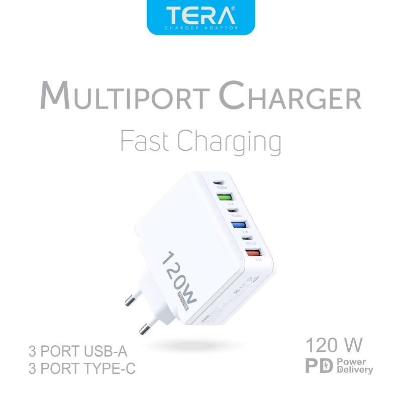 Jual TERA Multiports Charger Adaptor Power Delivery Fast Charging USB A ...