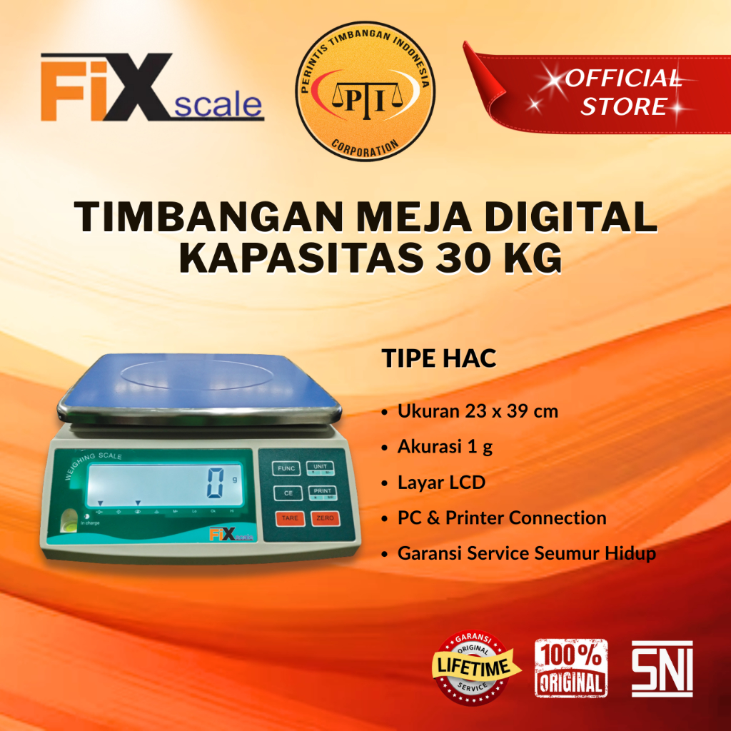 Jual FIX SCALE Timbangan Meja Digital 30kg HAC + Module Print ...