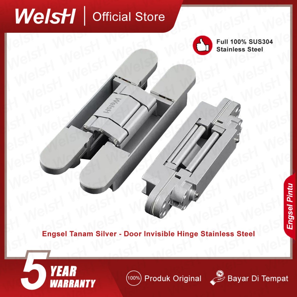 Jual WELSH Engsel Tanam Pintu Engsel Concealed Invisible Hinges Silver ...
