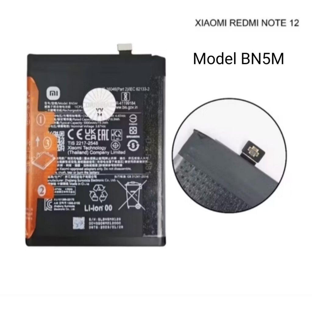 Jual BATU BATRE XIAOMI REDMI NOTE 12 4G BN5M ORIGINAL 100% NEW | Shopee ...