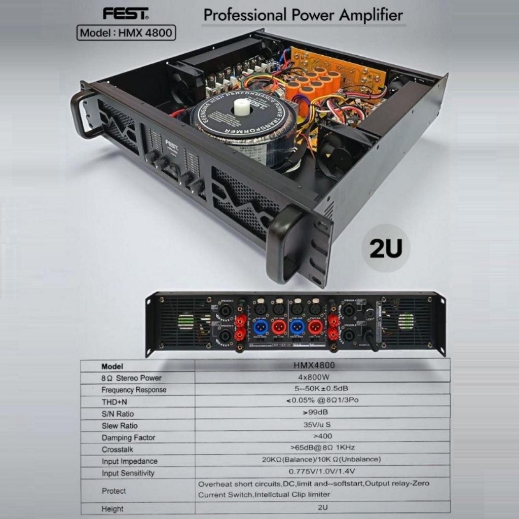 Jual Power Amplifier 4 Channel FEST HMX 4800 | HMX4800 Original 4 x 800 ...