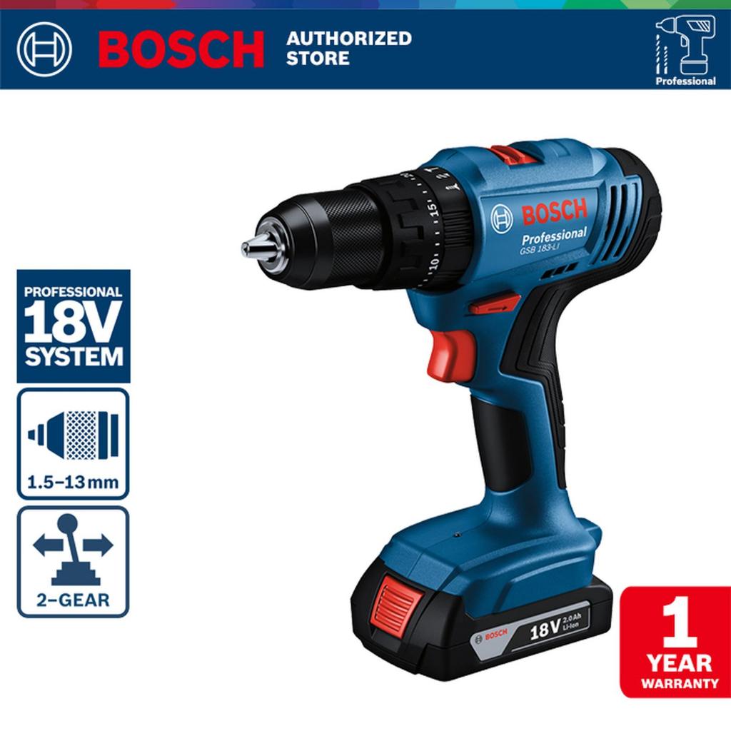 Jual Bosch GSB 183 LI Cordless Impact Drill Bor Impact Baterai 18Volt ...