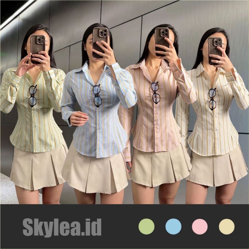 Jual SKYLEA WISPIE Stripe Fitted Shirt - Kemeja Wanita - Atasan Wanita ...